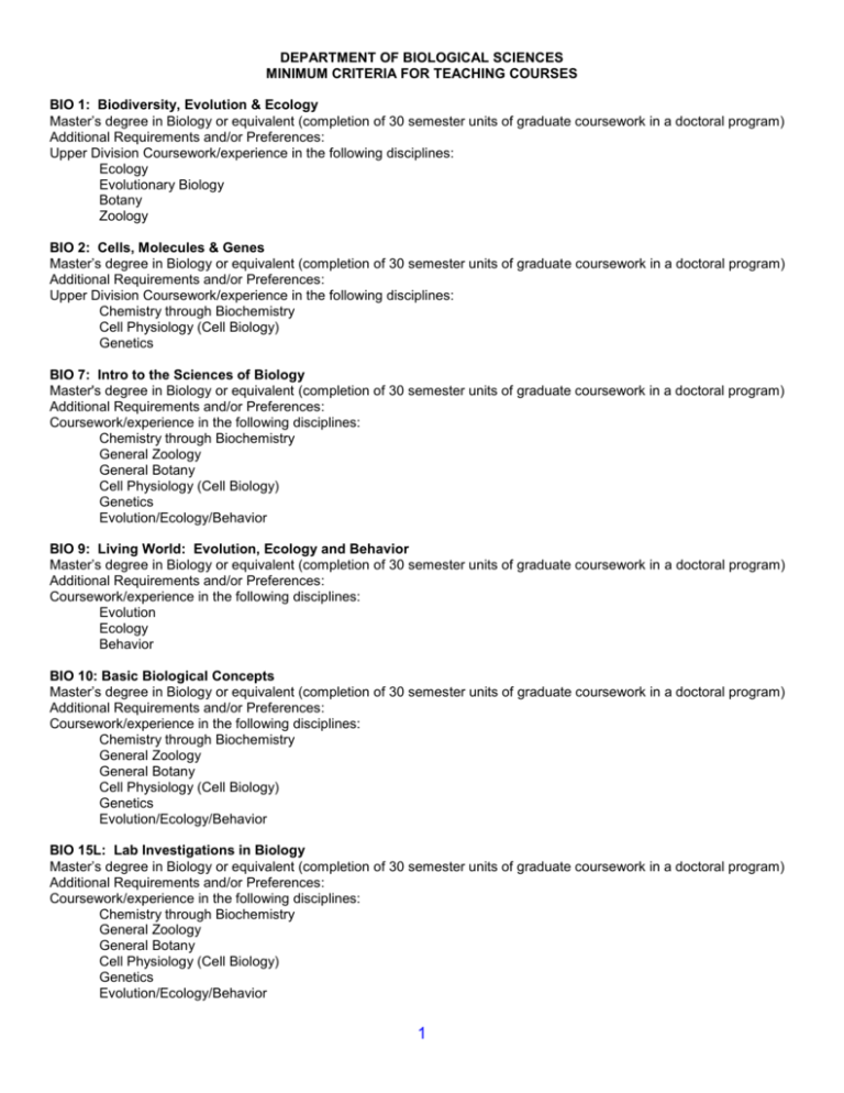 Minimum Criteria For Teaching