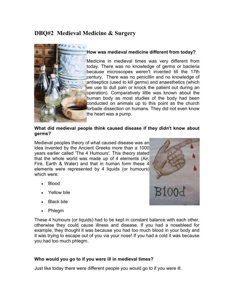 DBQ#2 Medieval Medicine & Surgery