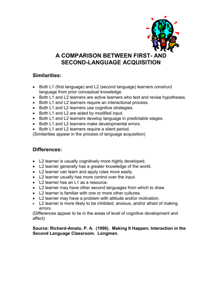 A Comparison Between First And Second language
