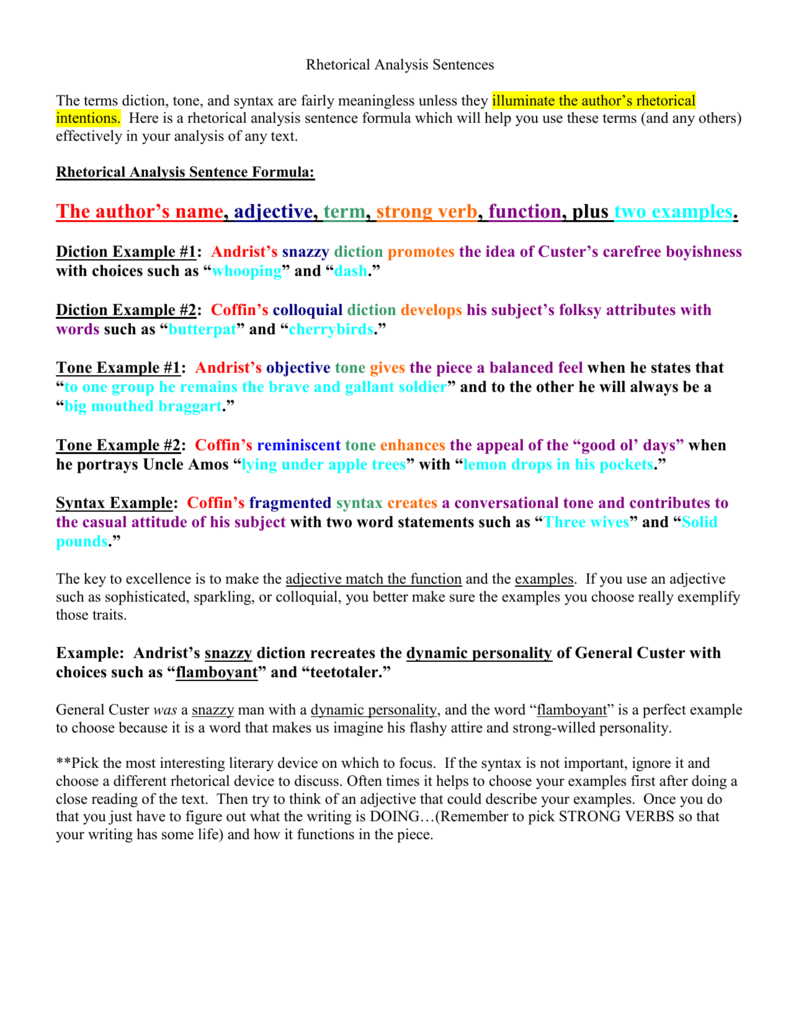 Rhetorical Analysis Sentences