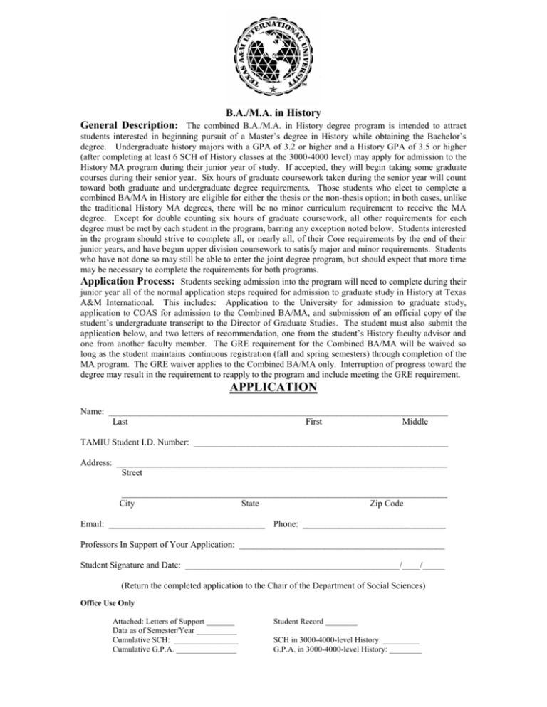 Application Texas A M International University