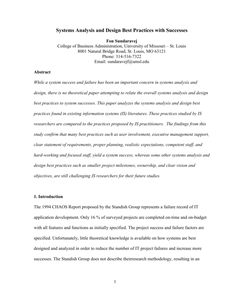 Systems Analysis And Design Best Practices