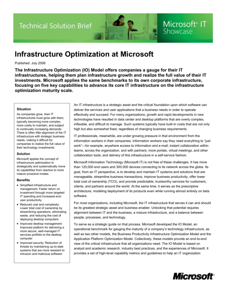 Infrastructure Optimization at Microsoft Technical Solution Brief