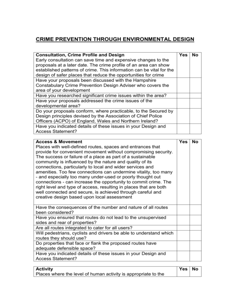CRIME PREVENTION THROUGH ENVIRONMENTAL DESIGN