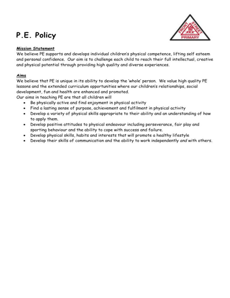 PE Policy - Front Street Primary School