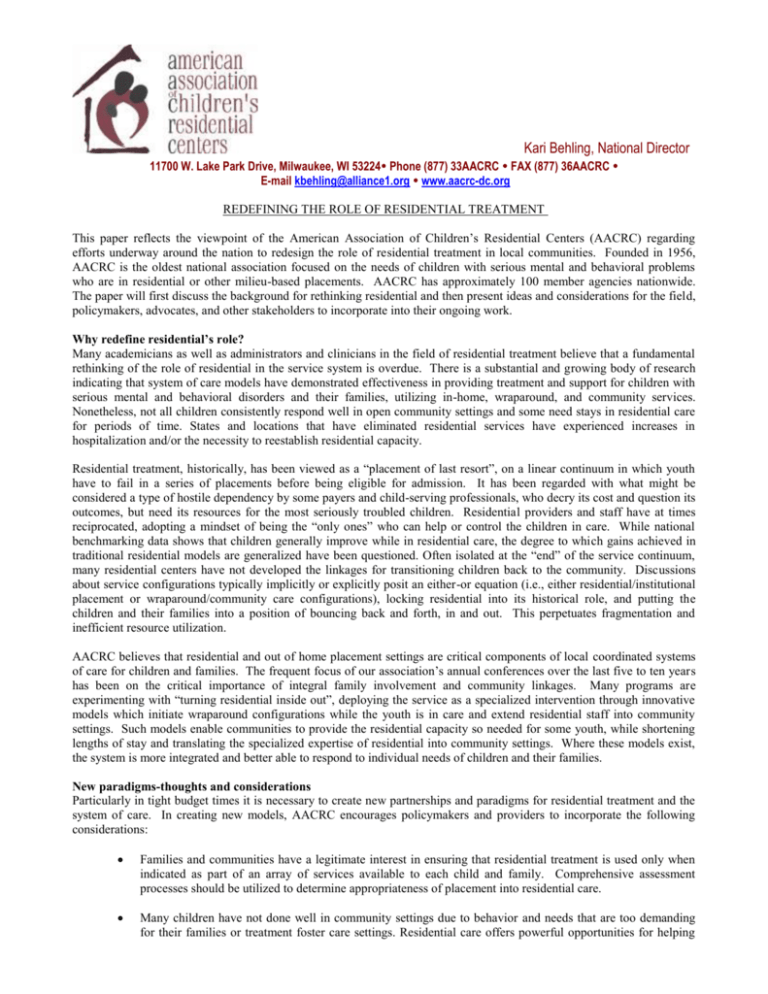 AACRC s 1st Position Paper Definition