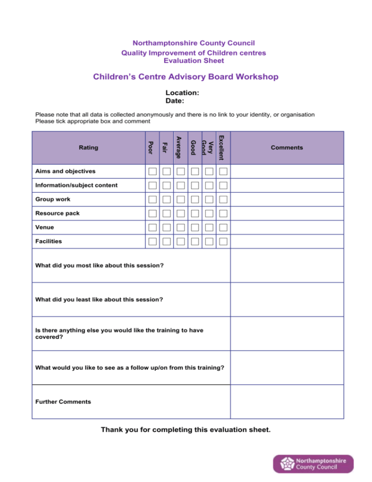 Training Course Evaluation Template