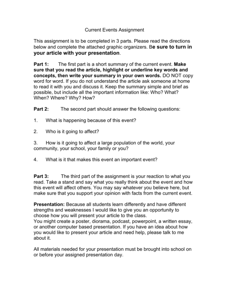Current Events Assignment