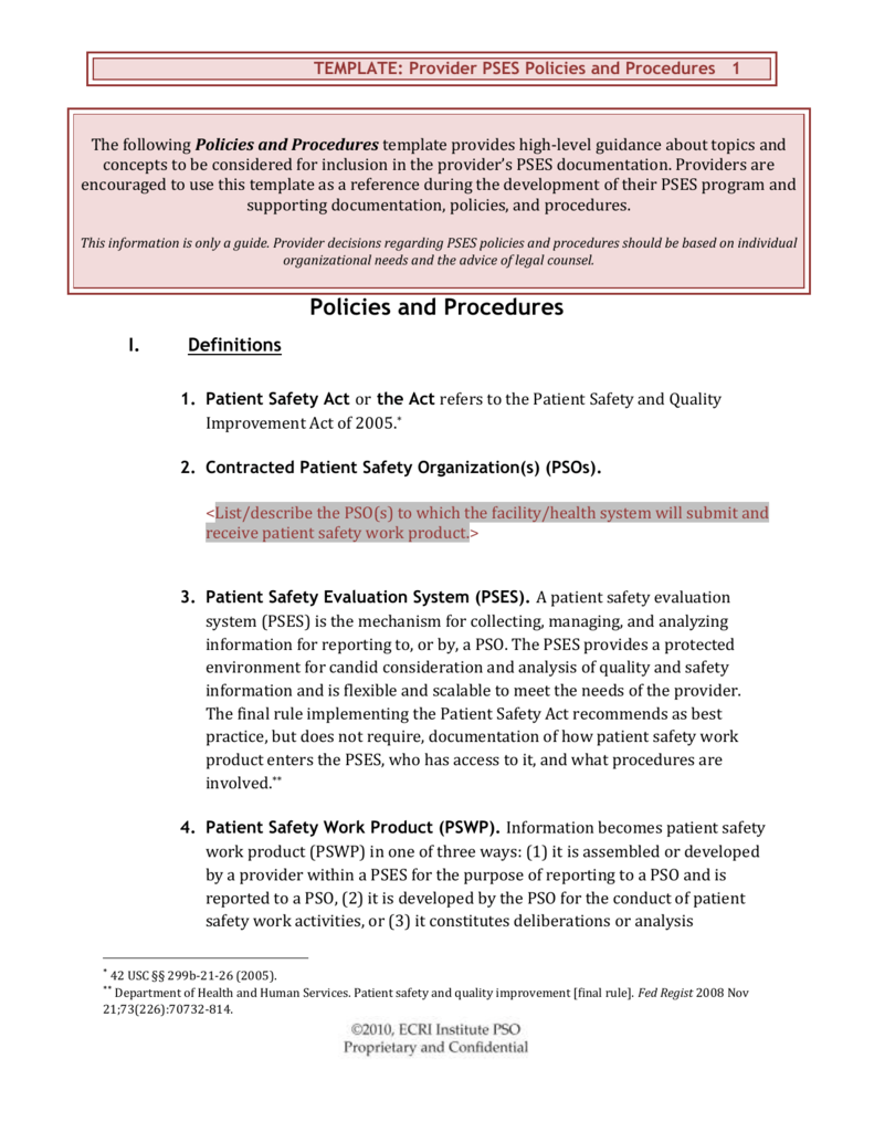 Policies And Procedures Template