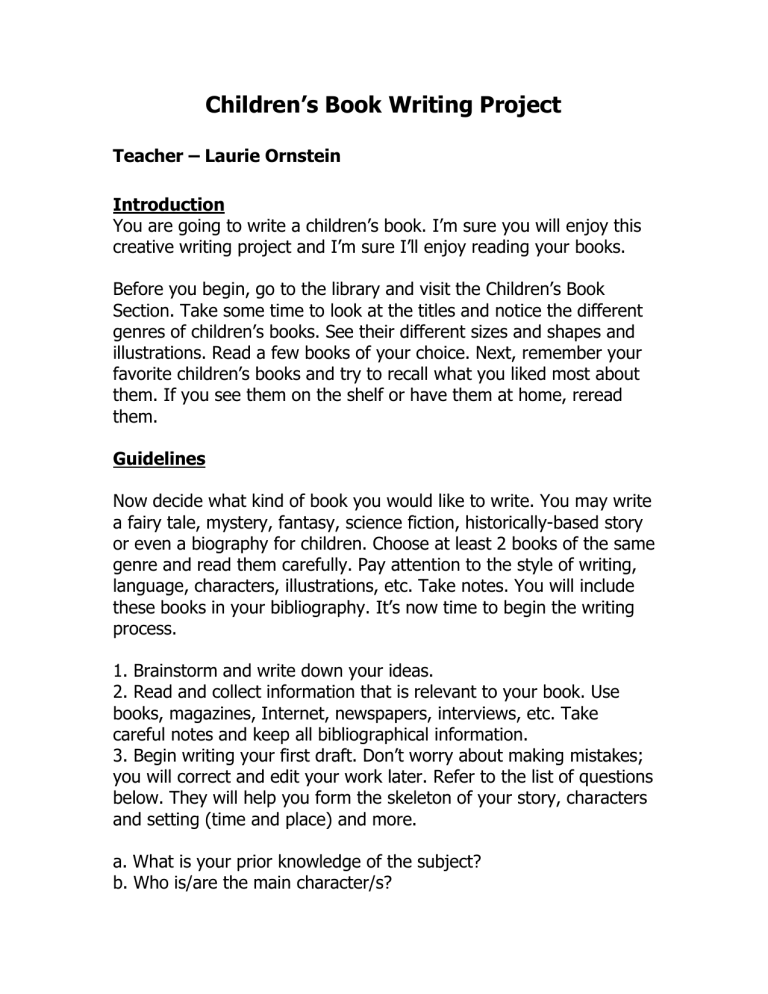 Children s Book Writing Project