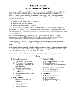 Internal Control Self-Assessment Checklist