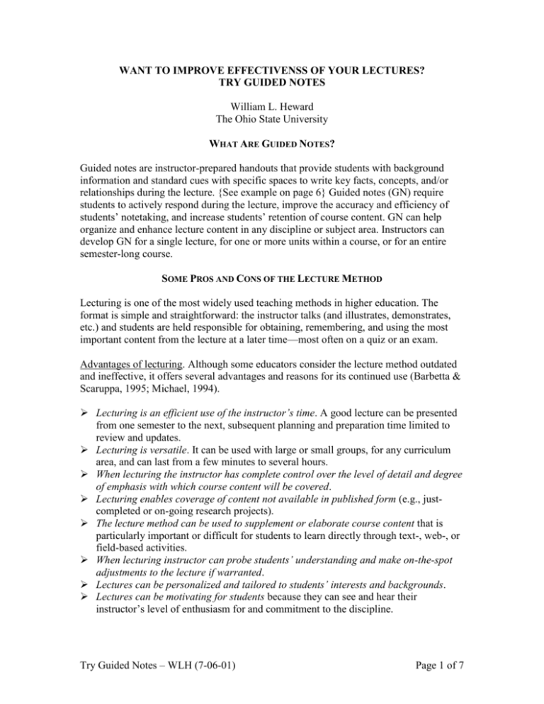 Guided Notes [Word Doc] - The Ohio State University
