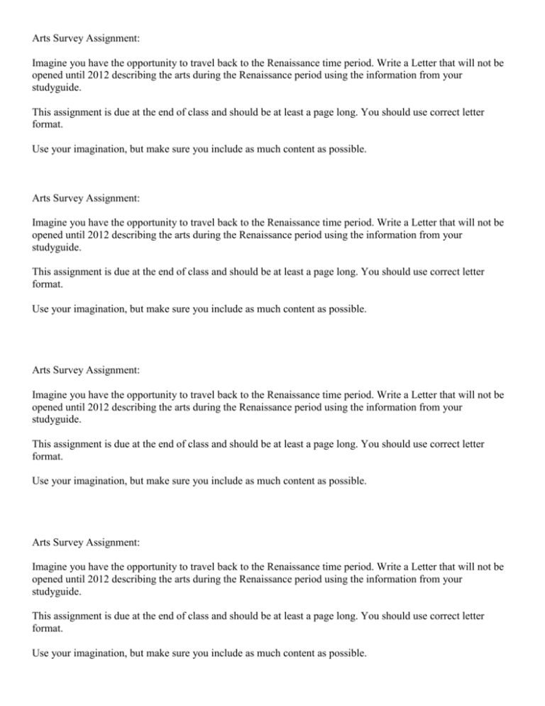 Arts Survey Assignment Arts Survey Assignment