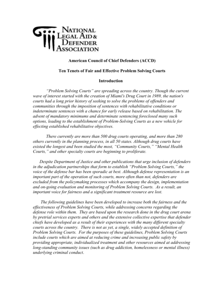 Ten Tenets Of Fair And Effective Problem Solving Courts