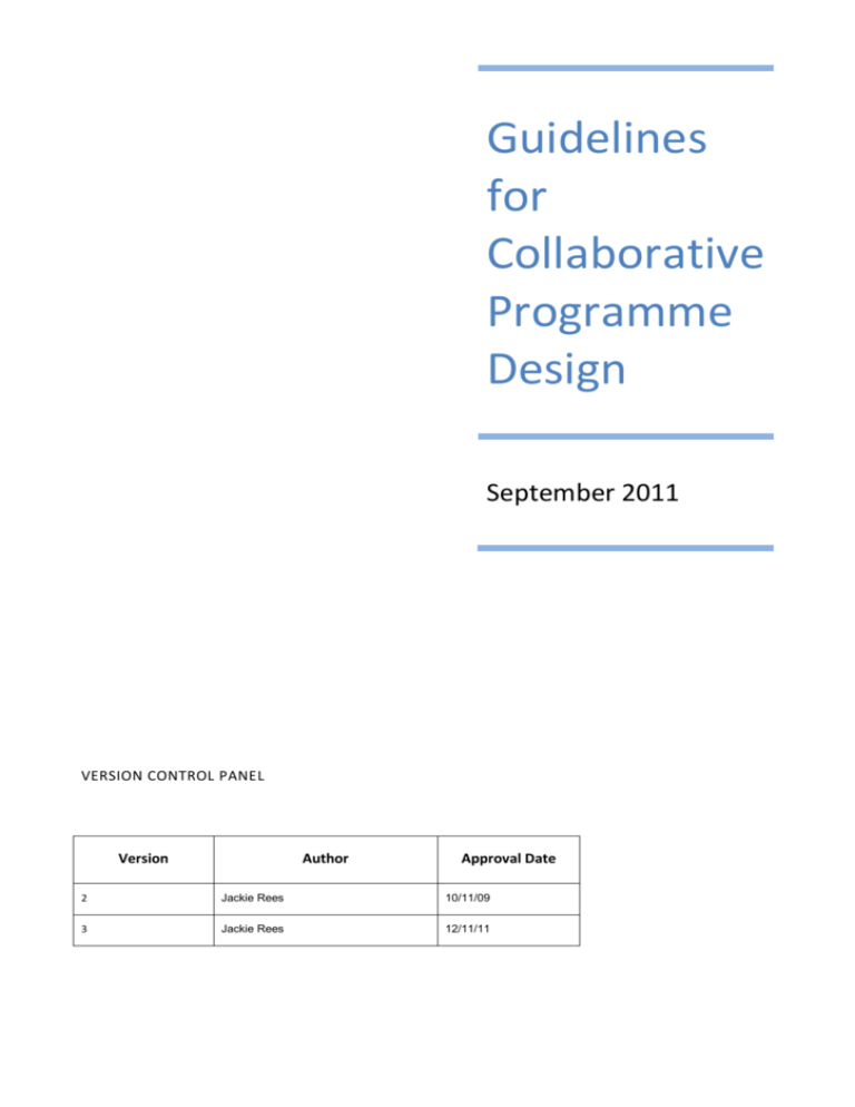 Guidelines for Collaborative Programme Design