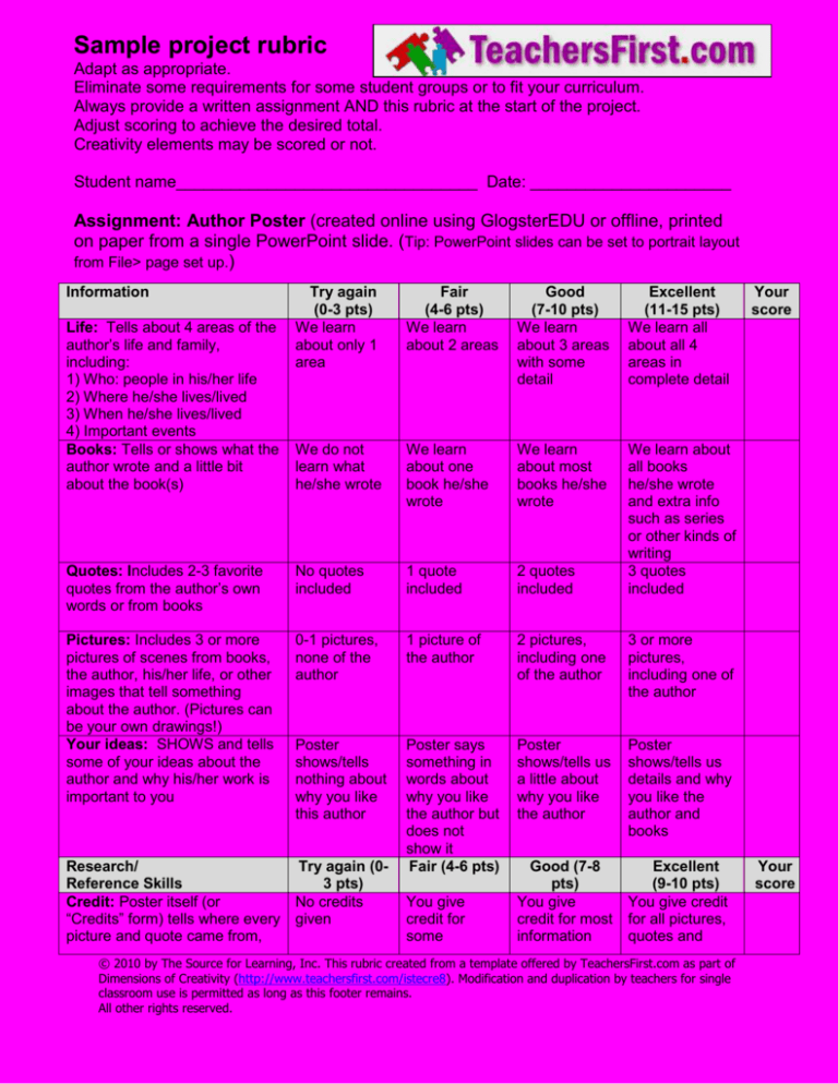 Presentation Rubric