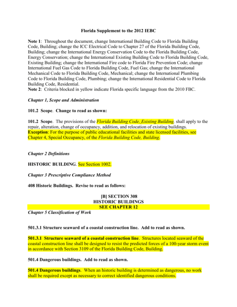 Existing Building Florida Building Code