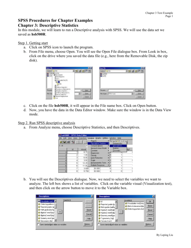 SPSS Module Descriptive Analysis