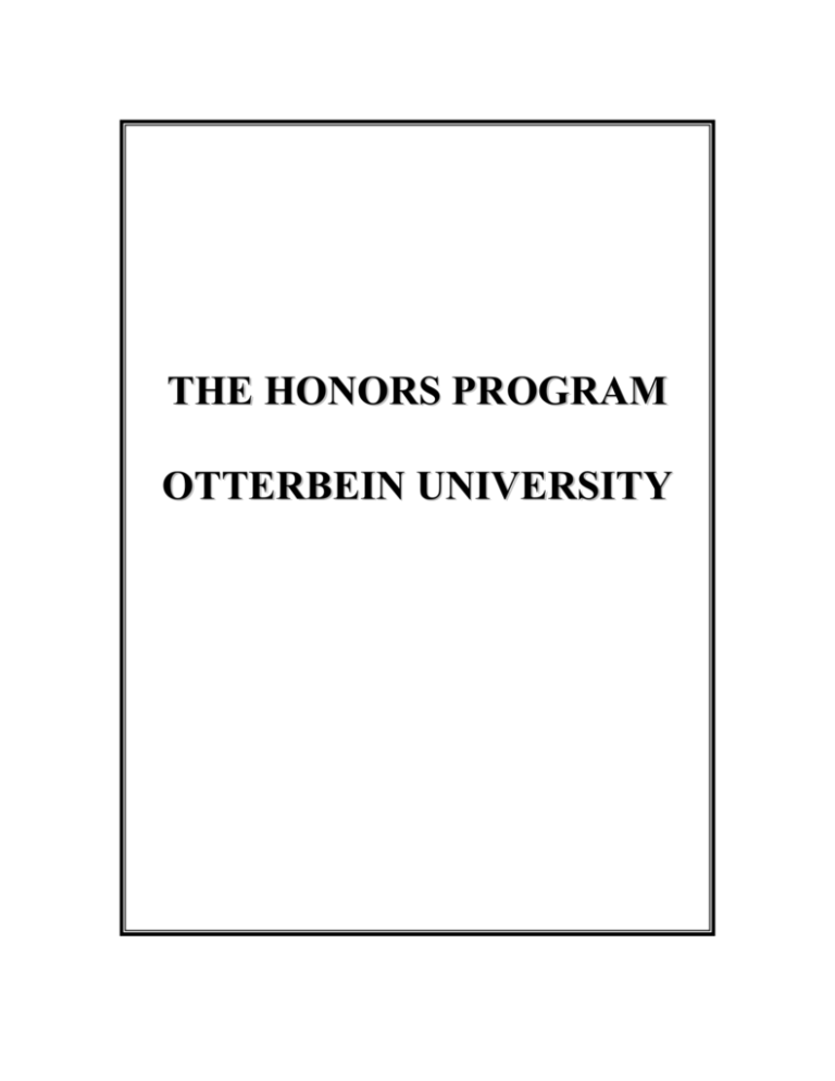 Honors Booklet Honors Booklet