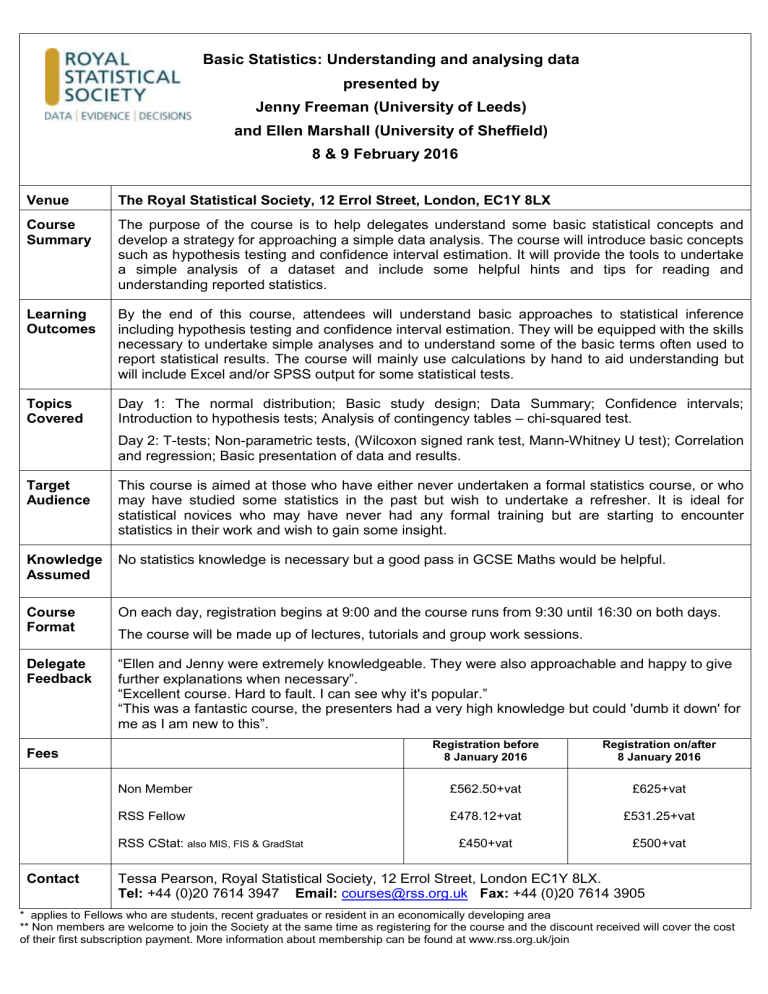 Course Format Royal Statistical Society