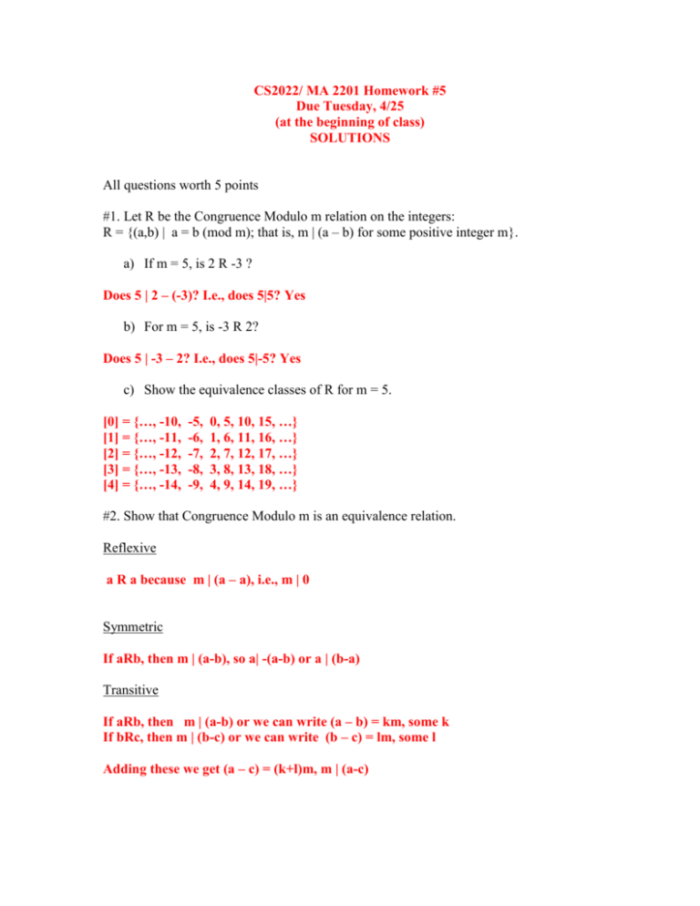Homework 5 Solutions