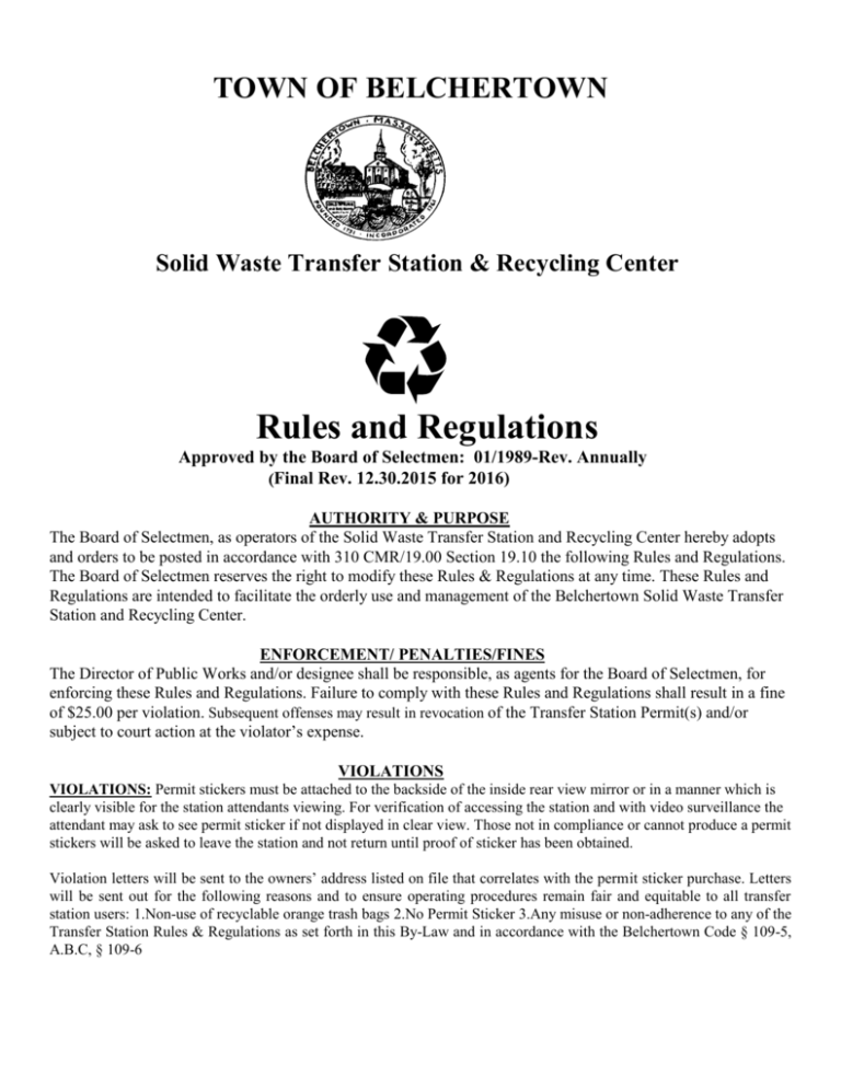 Rules And Regulations Rules And Regulations