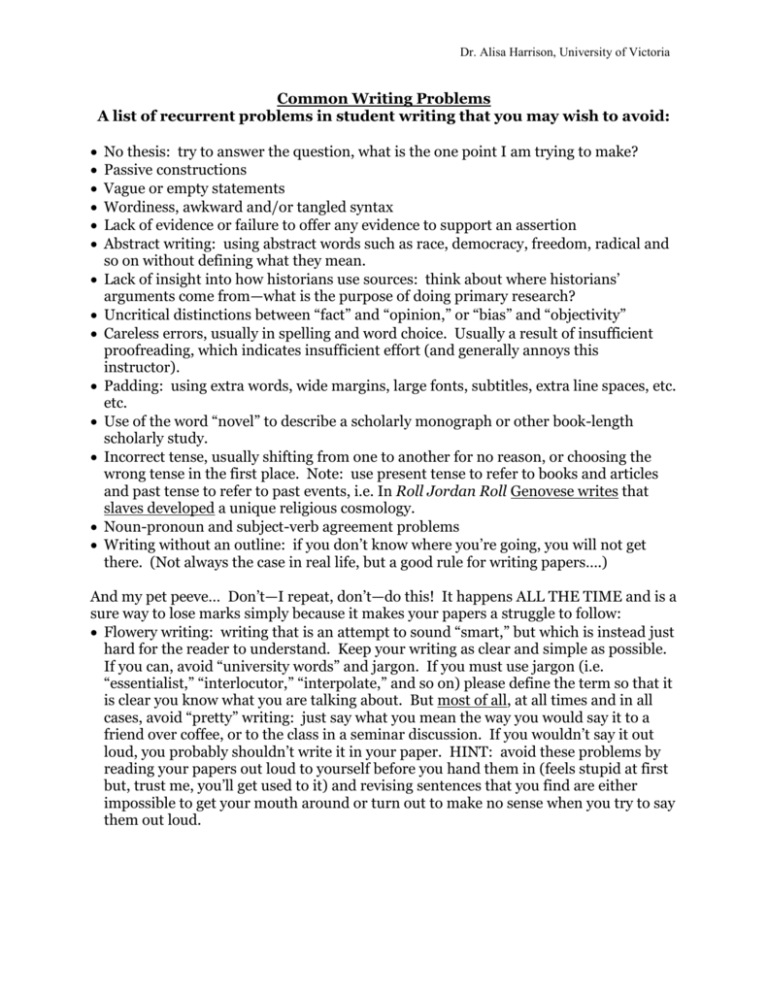 Common Writing Problems