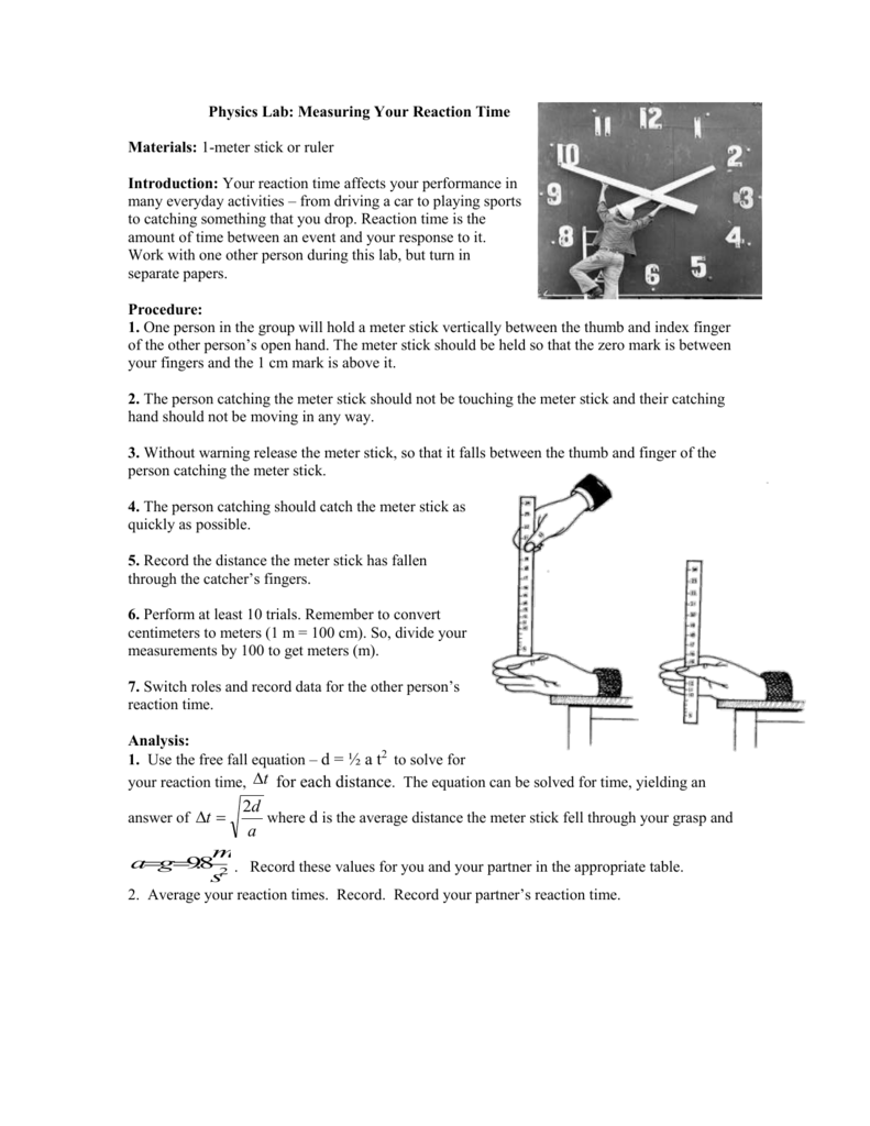 Physics Lab Measuring Your Reaction Time