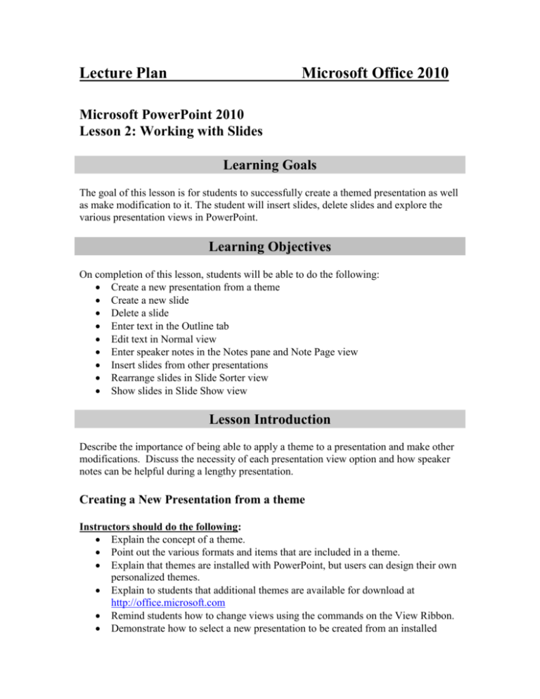 Lecture Plan