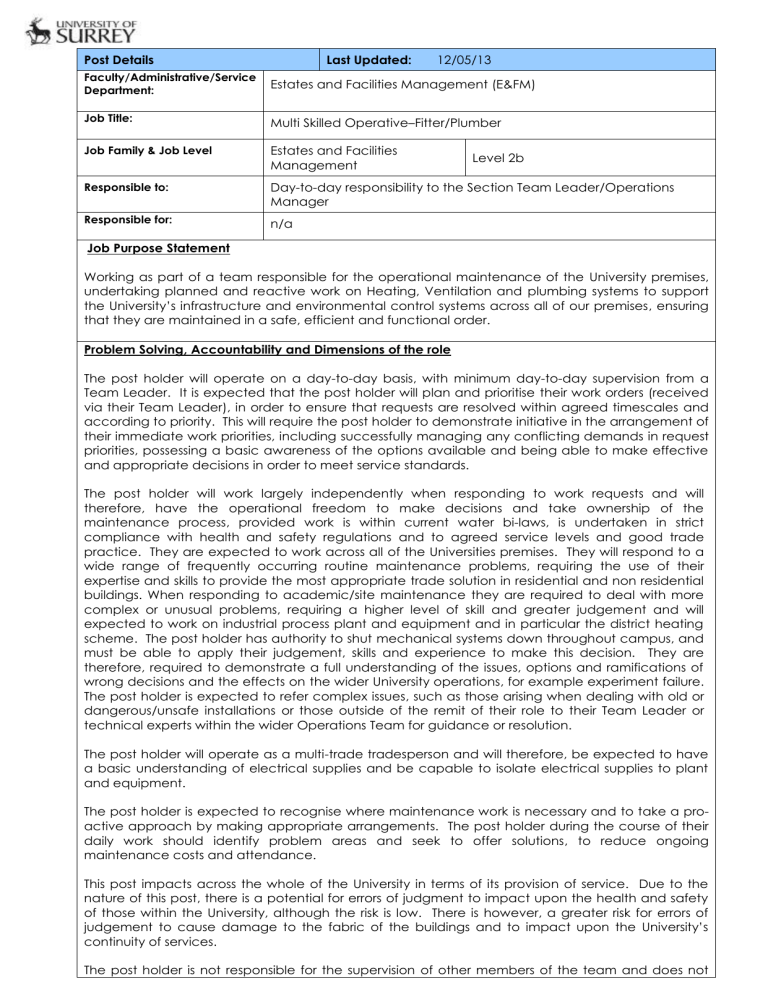 Faculty Administrative Service Department 