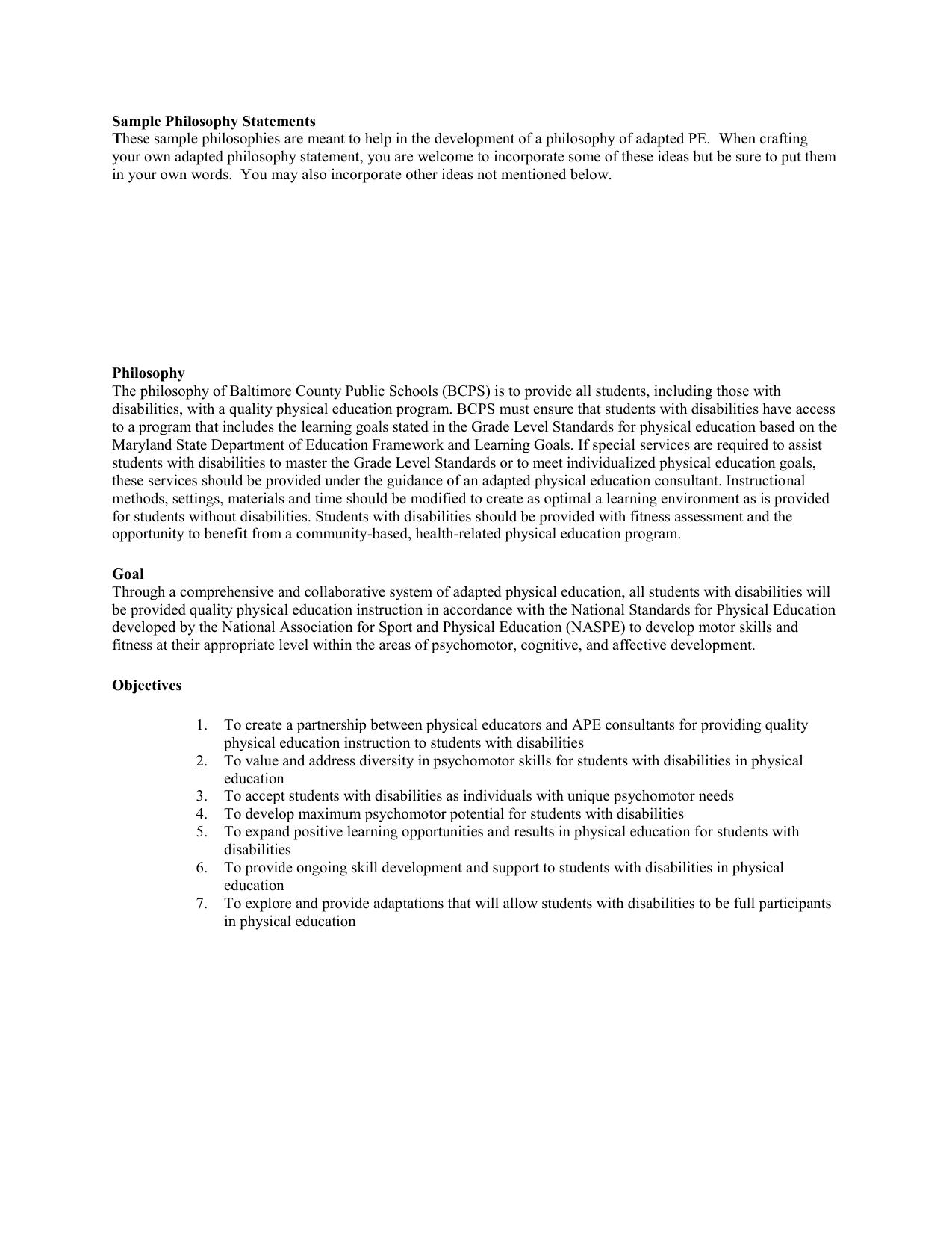 Philosophy Statement Samples