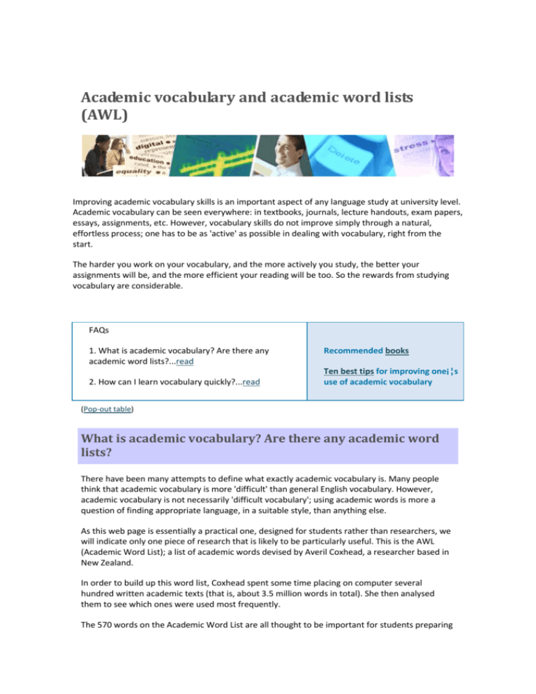 How To Teach The Academic Word List