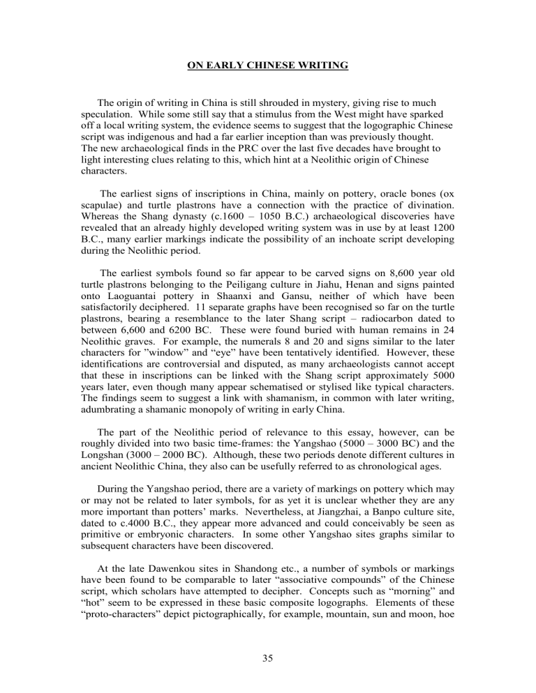 09 ON EARLY CHINESE WRITING Phils Articles About China