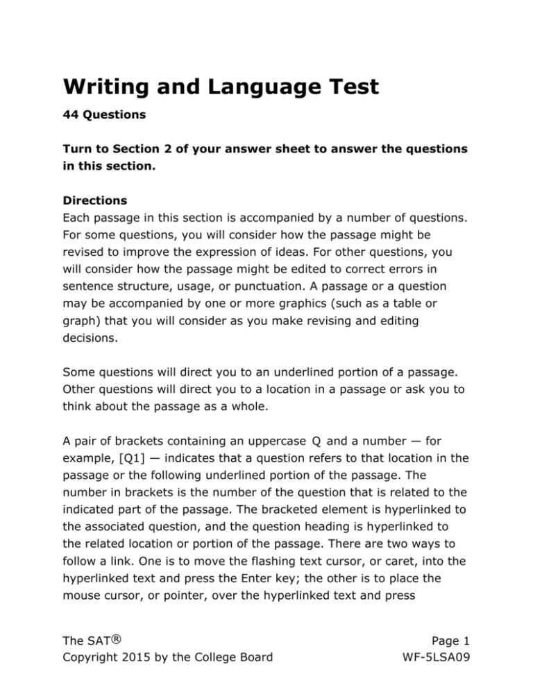 SAT Practice Writing And Language Test 4 For