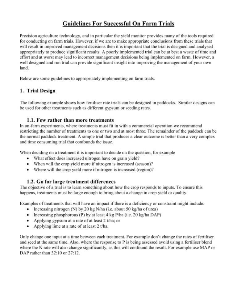 Guidelines For Successful On Farm Trials