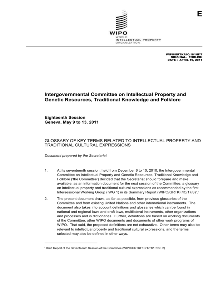 Glossary Of Key Terms Related To Intellectual Property And