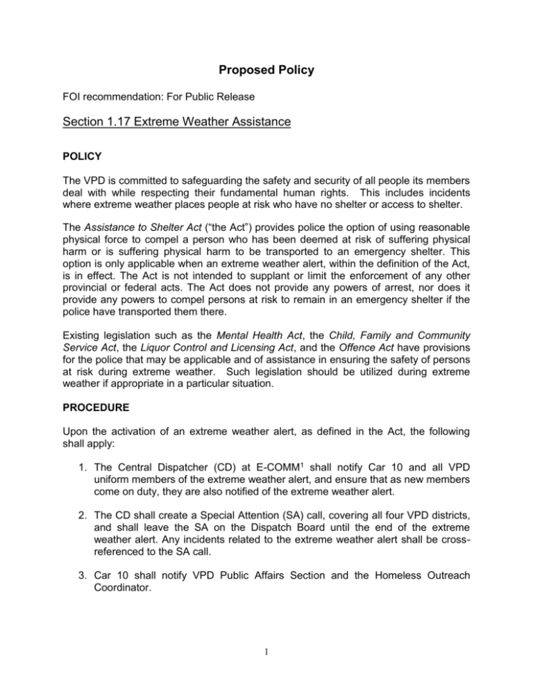 Proposed Policy
