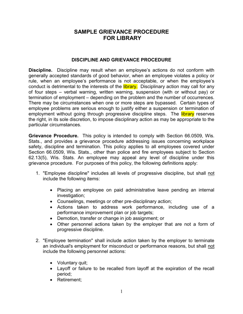 Sample Grievance Procedure