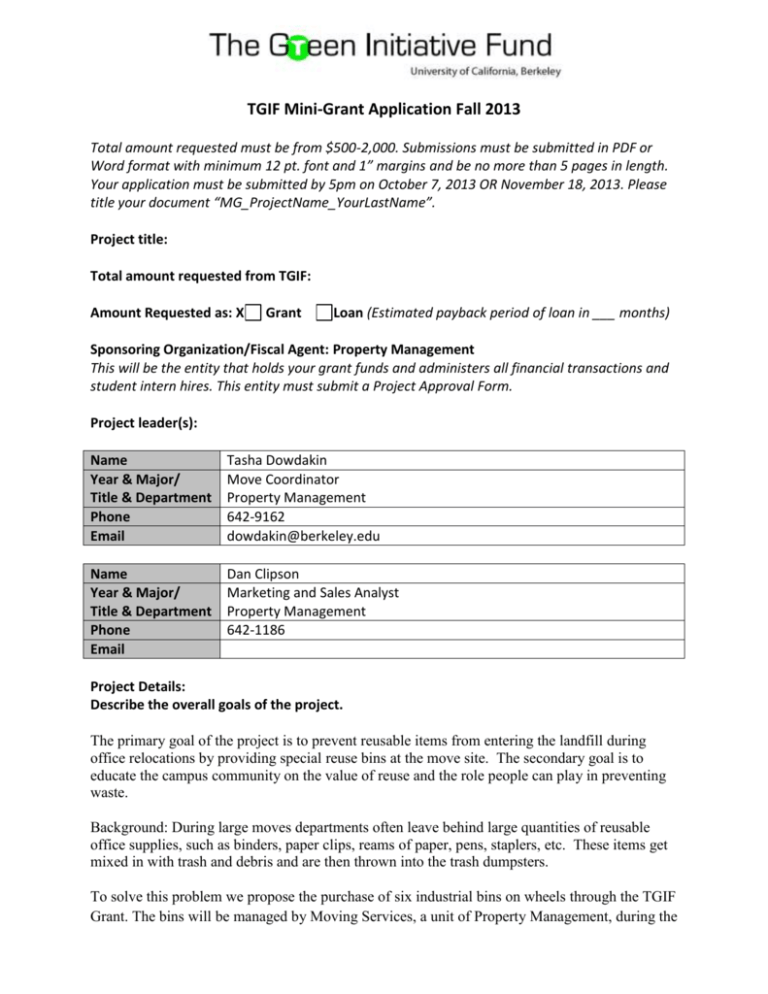 2013 Application Submission