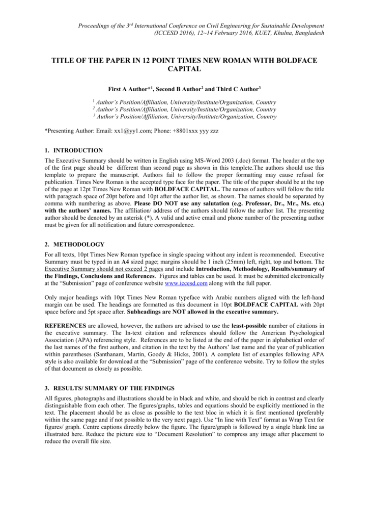 Executive Summary Template