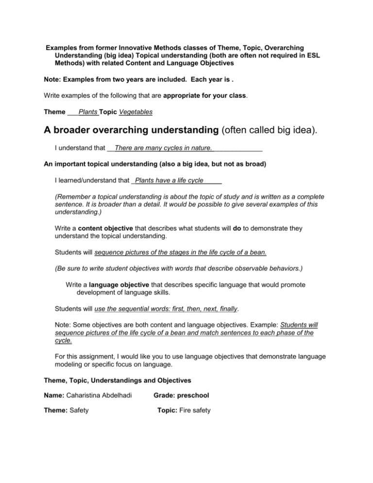 Language Objective ESL