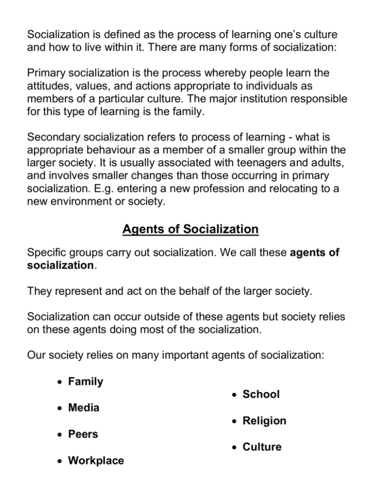 Agents Of Socialization