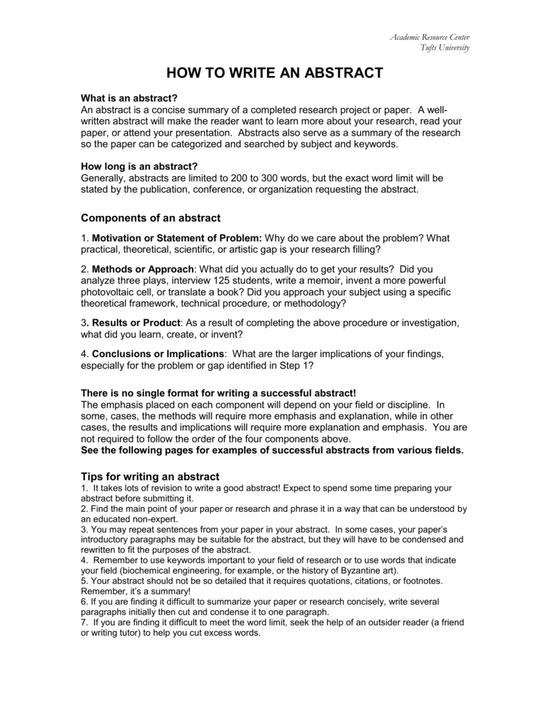 Abstract Samples And Guidelines