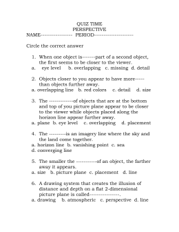 One Point Perspective Vocabulary Quiz