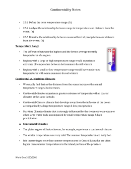 MARITIME AND CONTINENTAL CLIMATES