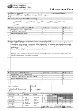 Manual handling risk assessment form