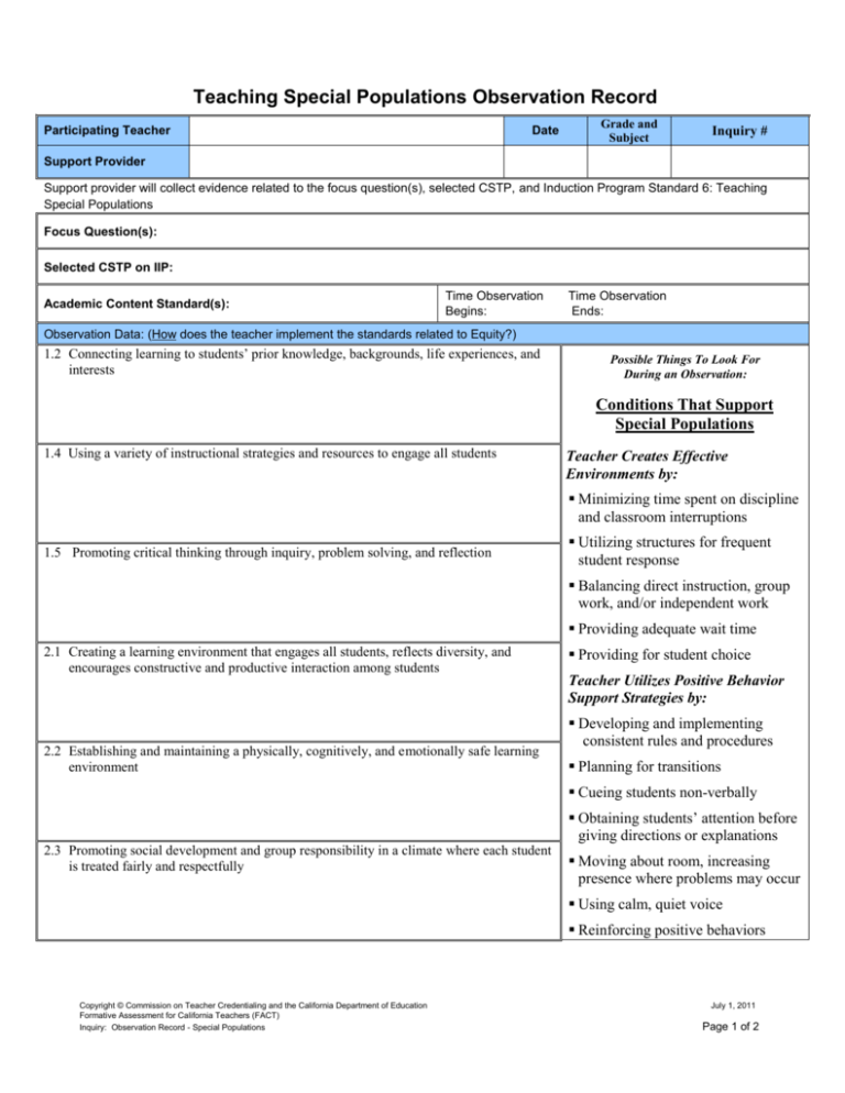 2 6b Special Populations Observation Tool