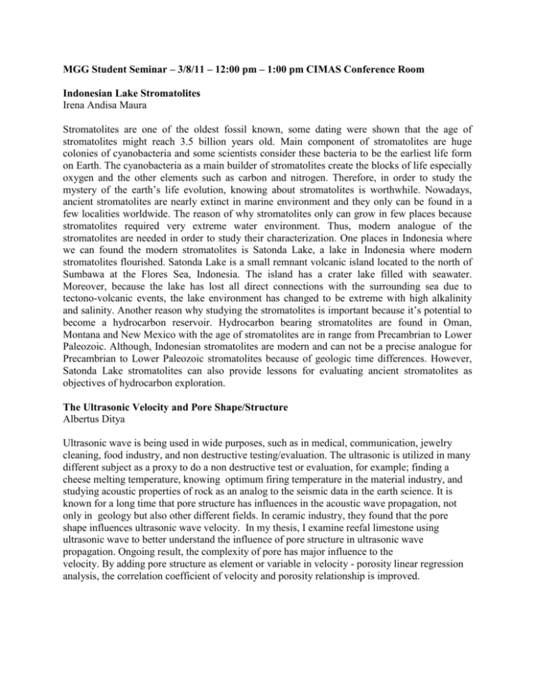 MGG Student Seminar 3 8 11 12 00 Pm 1 00 Pm CIMAS