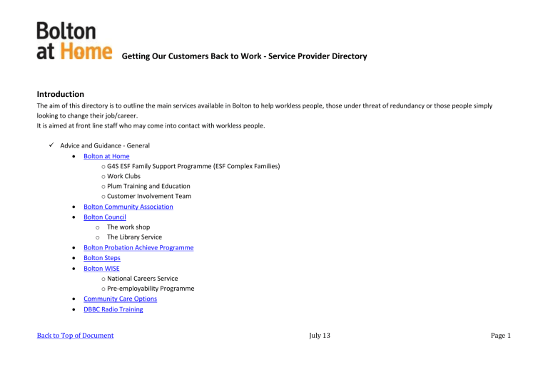 Service Provider Directory Service Provider Directory
