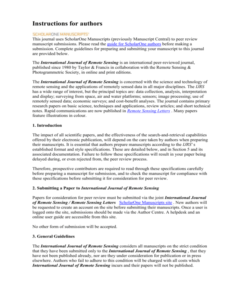 Instructions For Authors Instructions For Authors